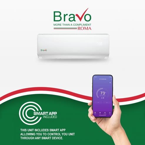 12K BTU Bravo ROMA 1 Ton Mini Split AC/Heat Pump (230V ...